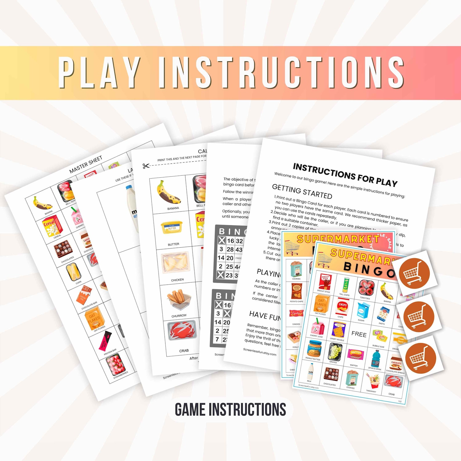Supermarket Bingo, 60 Grocery Store Bingo Cards, Supermarket Scavenger ...