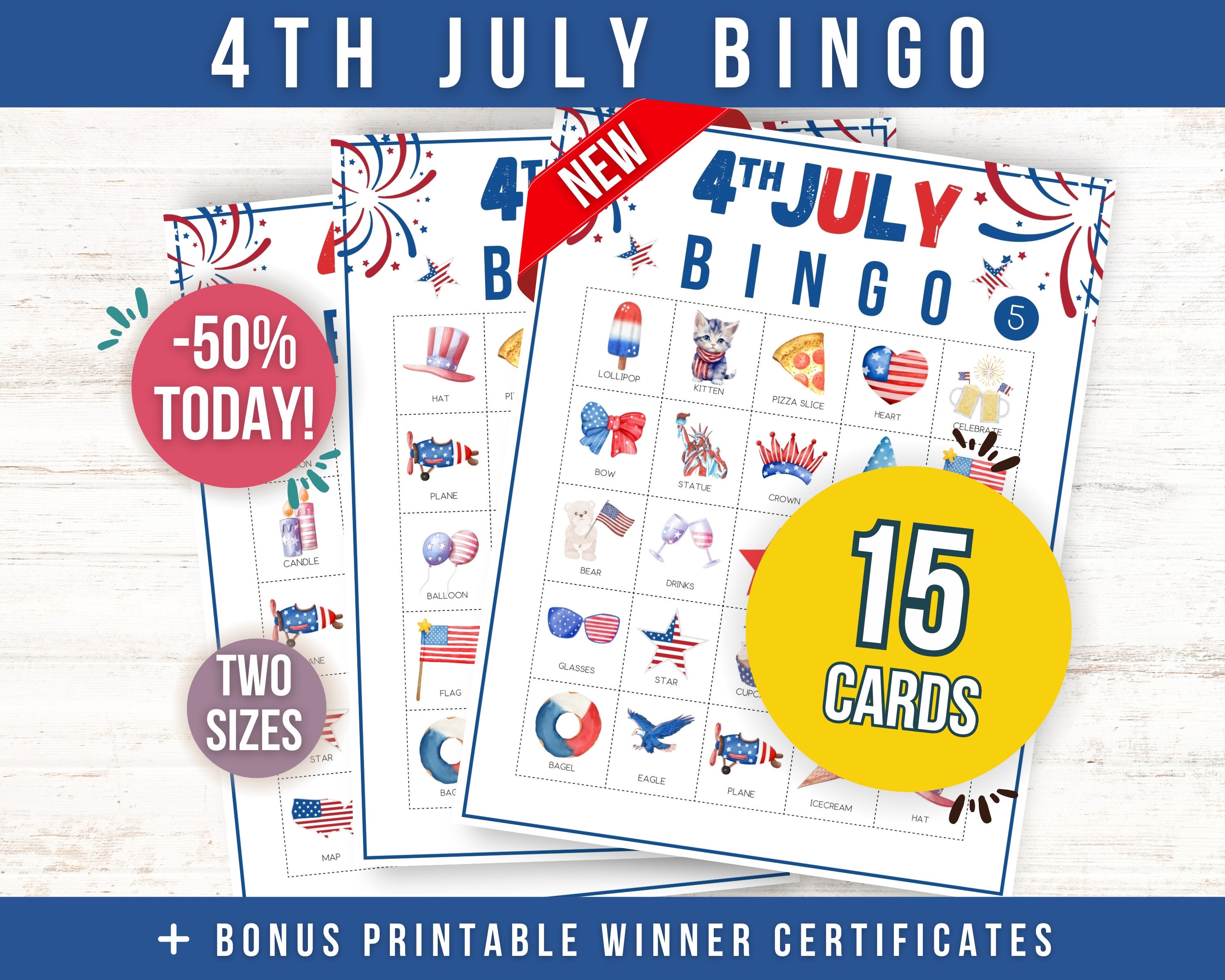 4th of July Bingo Game Printable, Independence Day Bingo, Patriotic ...