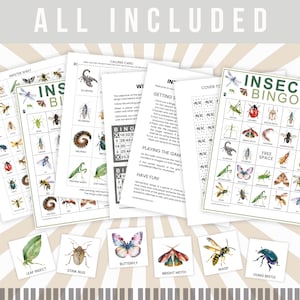 Insect Bingo Birthday Party Game, Printable Animal Kids Activity, Bug ...