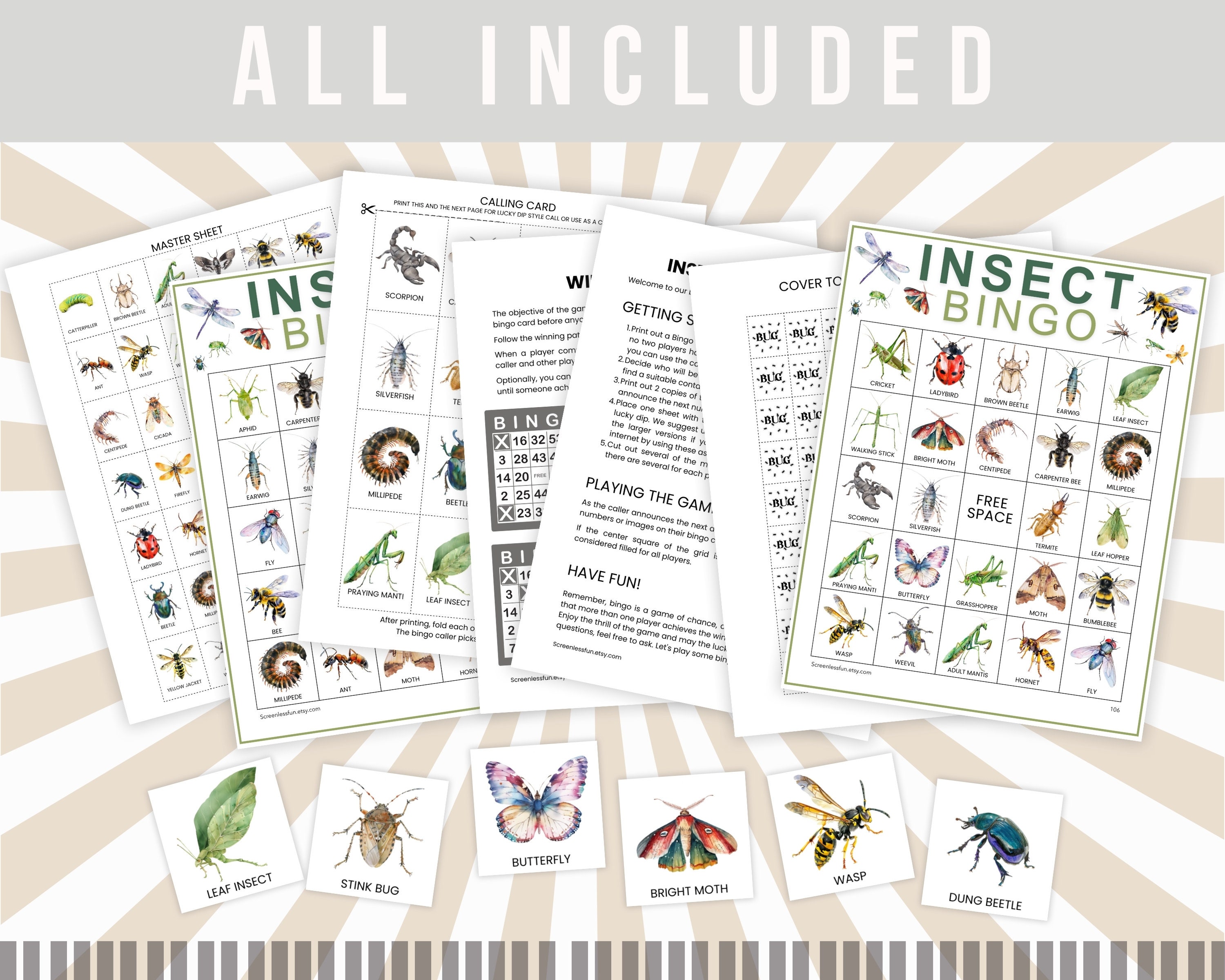 Insect Bingo Game: Printable Kids Birthday Party Activity (PDF) - Etsy