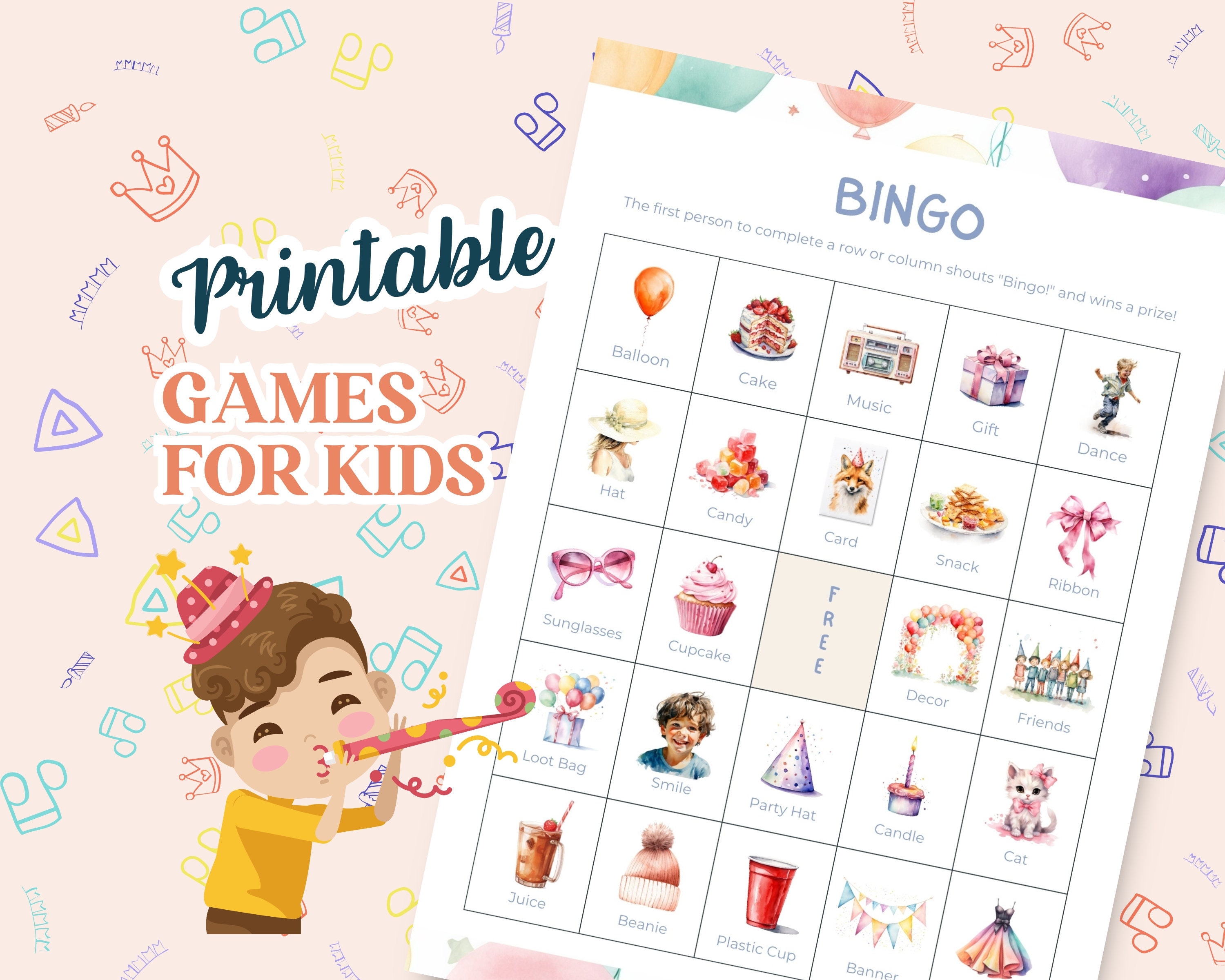Kids Party Games Printable, Fun Games for Kids, Birthday Bingo ...