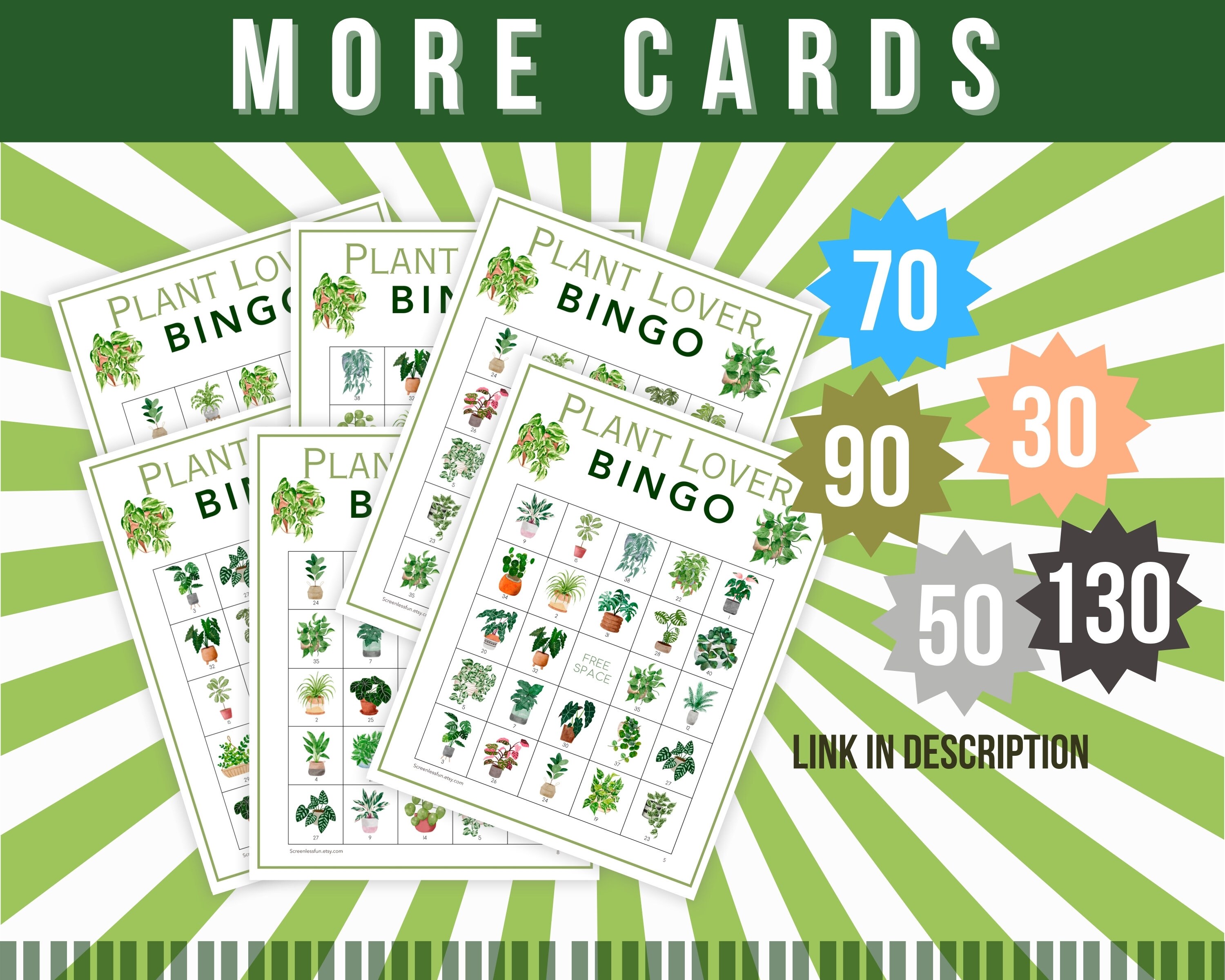 90 Plant Lover Nature Bingo Boards, House Plant Nature Game, Garden ...