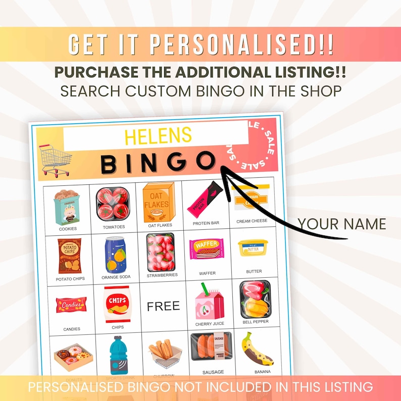 Supermarket Bingo, 60 Grocery Store Bingo Cards, Supermarket Scavenger ...