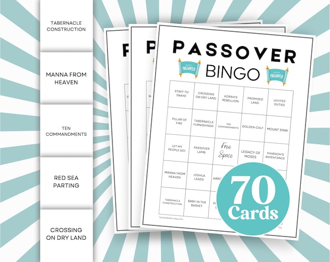 20 Printable Passover Bingo Cards | School Passover Party Game ...