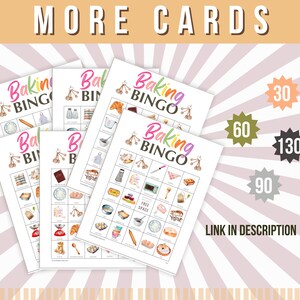 30 Cookery Themed Baking Bingo Cards, Food Themed Bingo Game, Cooking ...