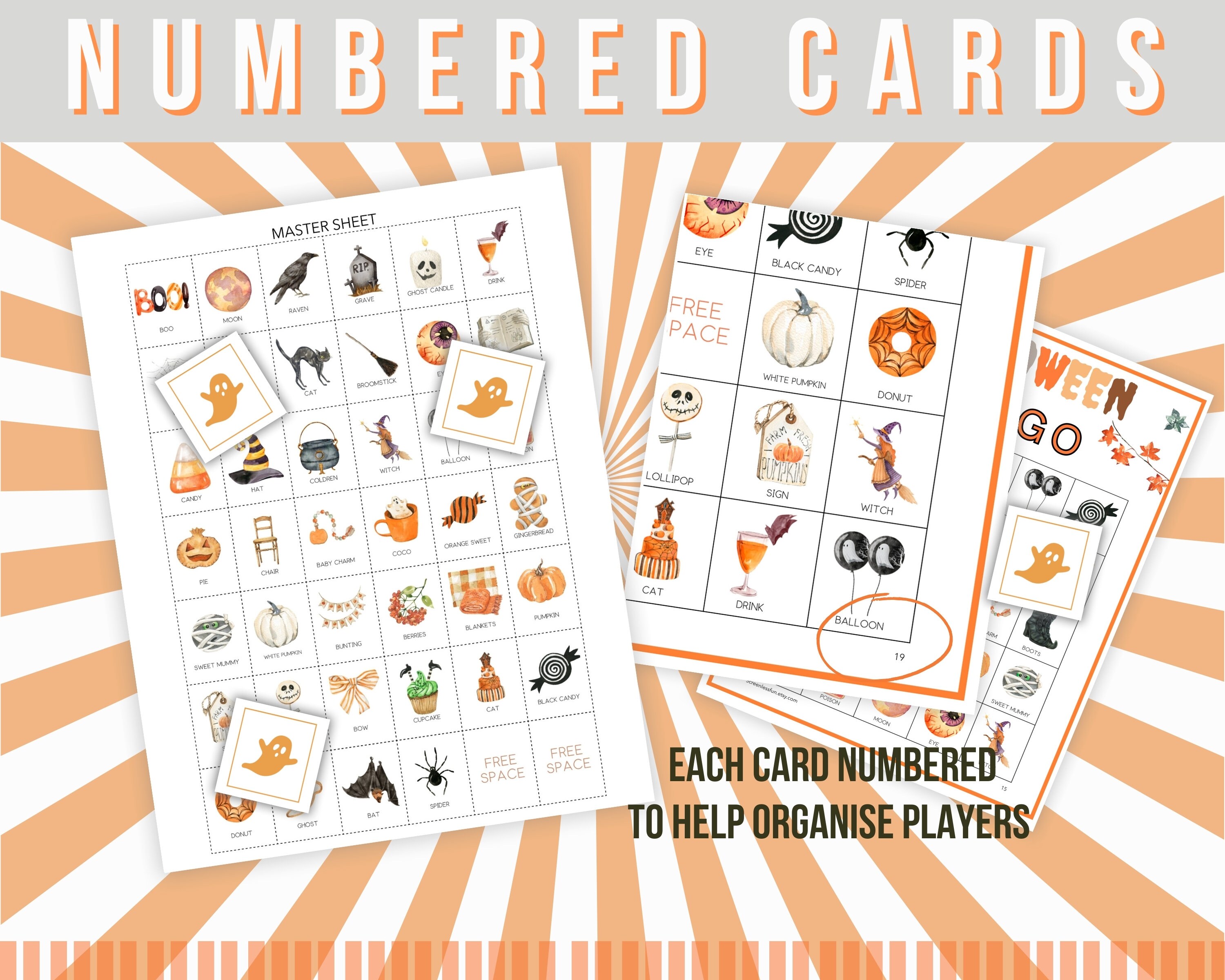 Halloween Bingo Cards Printable, Bingo Cards Halloween Party, Fall ...
