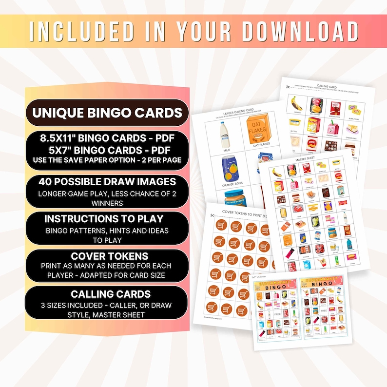 Supermarket Bingo, 60 Grocery Store Bingo Cards, Supermarket Scavenger ...