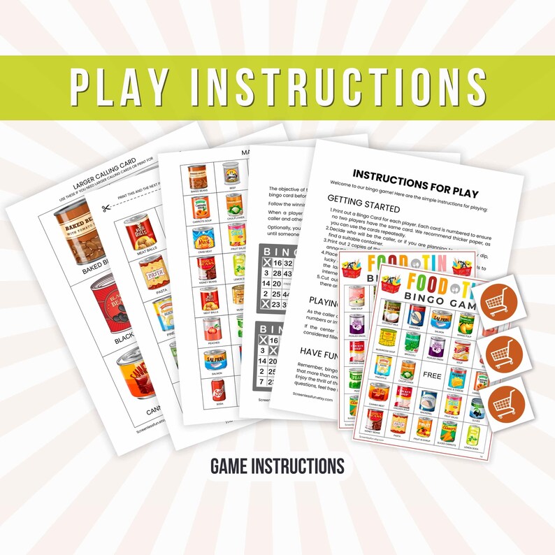 Food Bingo Game: 60 Printable Cards, Kids Birthday Activity (PDF) - Etsy