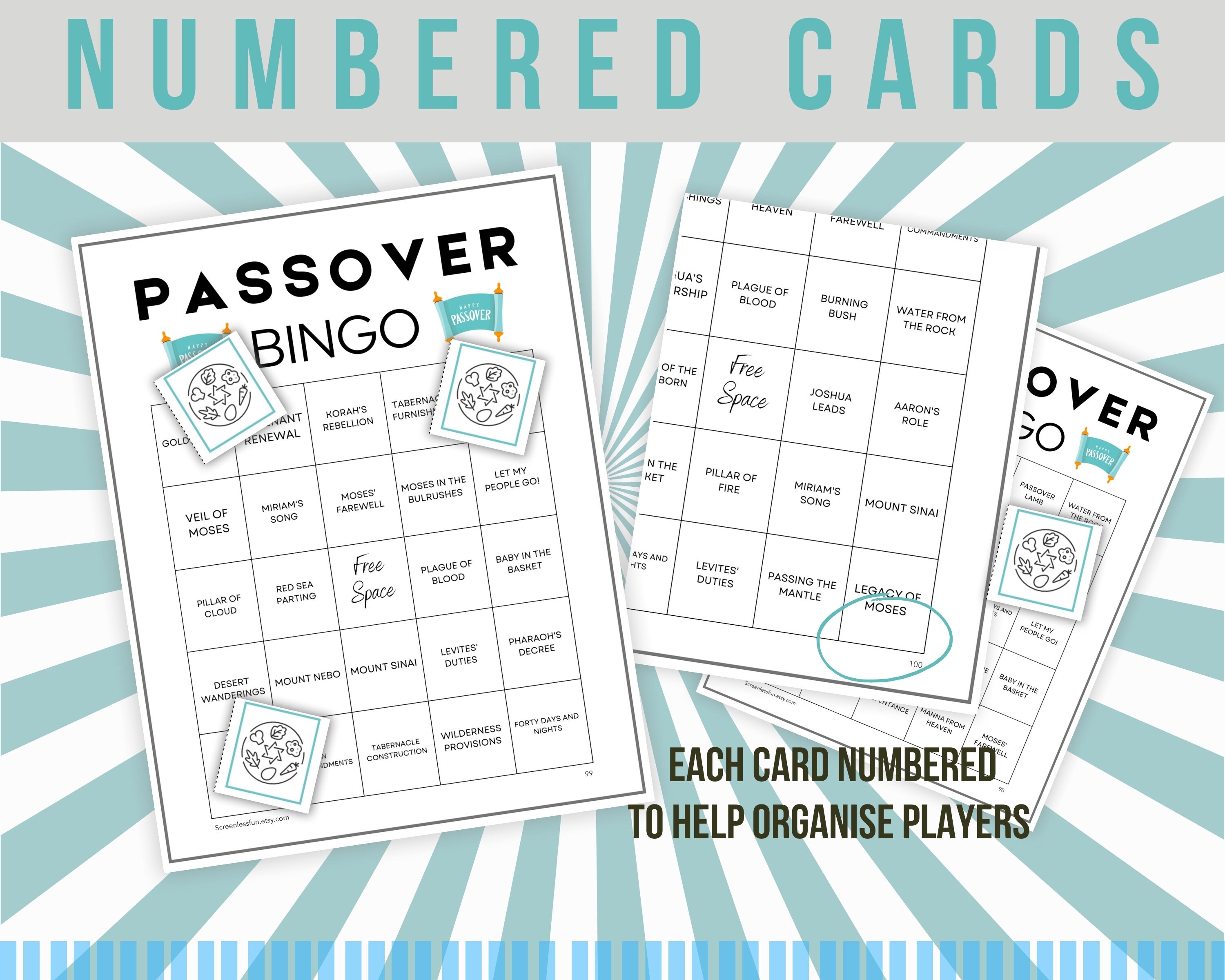 Passover Religious Bingo Game Cards, Sunday School Bible Bingo Boards ...