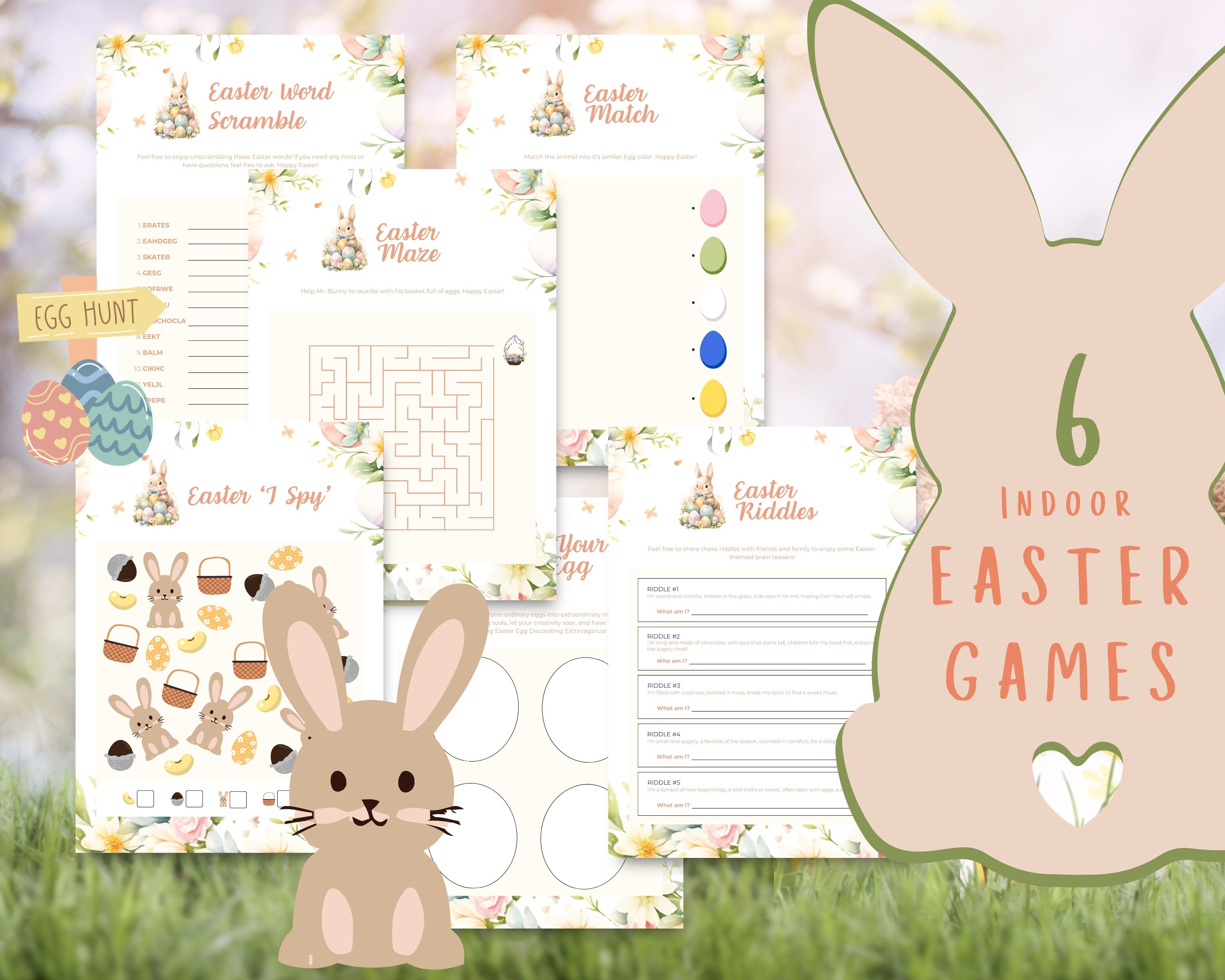 Easter Printable for Kids Games, Easter Egg Indoor Party Games, Easter ...