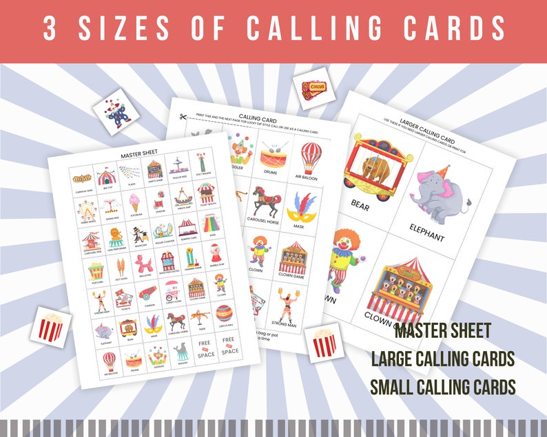 Carnival Bingo Game: 90 Printable Party Cards (digital Download) - Etsy
