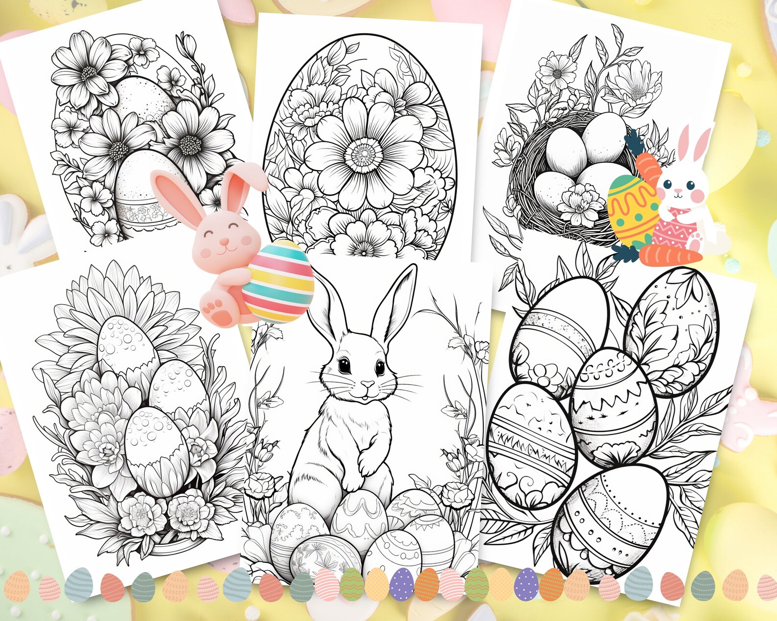 Happy Easter Coloring Pages for Kids, Easter Bunny, Springtime Kids ...