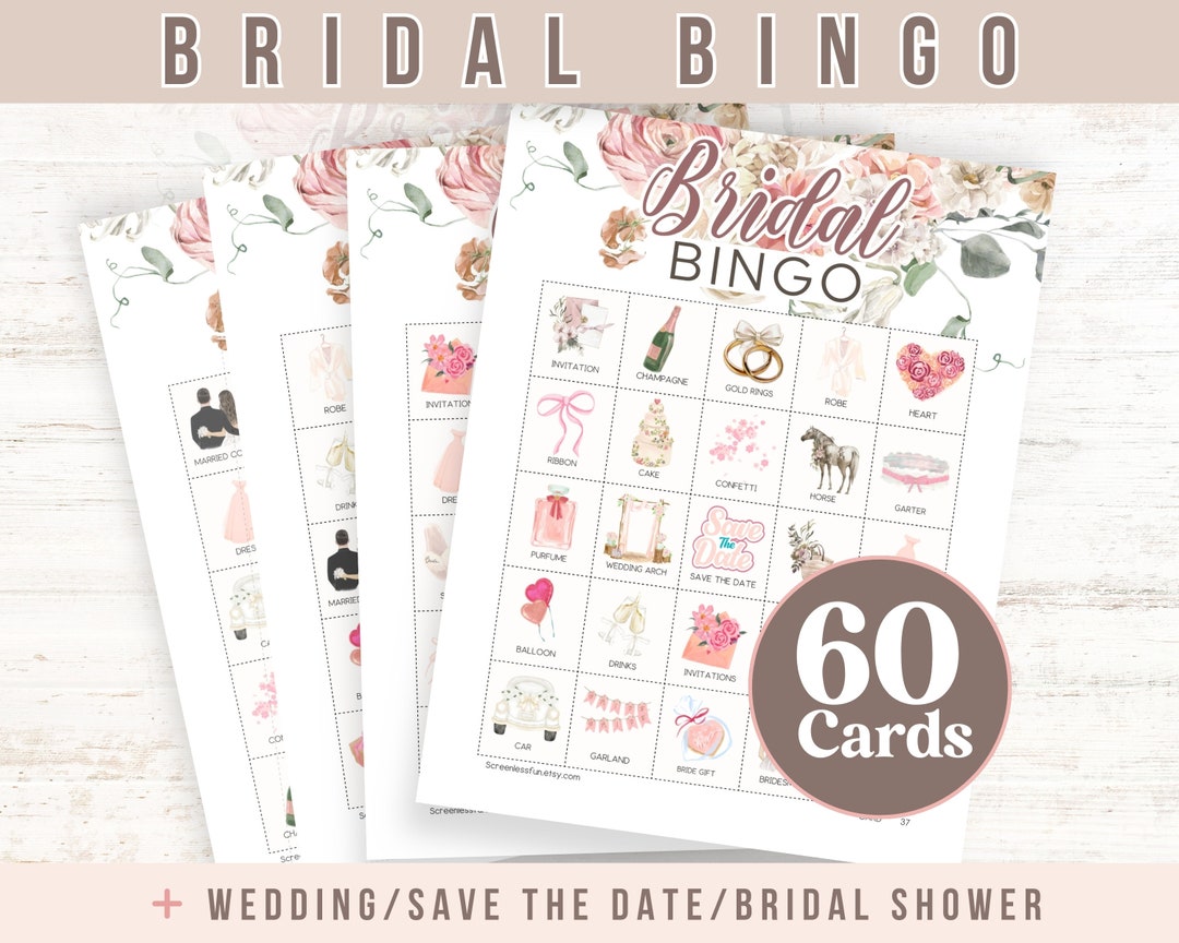 Bridal Shower Bingo Printable Bingo Cards Bride to Be Game Party Pre ...
