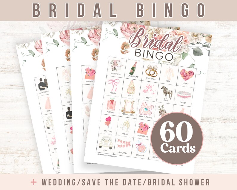 Bridal Shower Bingo Printable Bingo Cards Bride to Be Game Party Pre ...