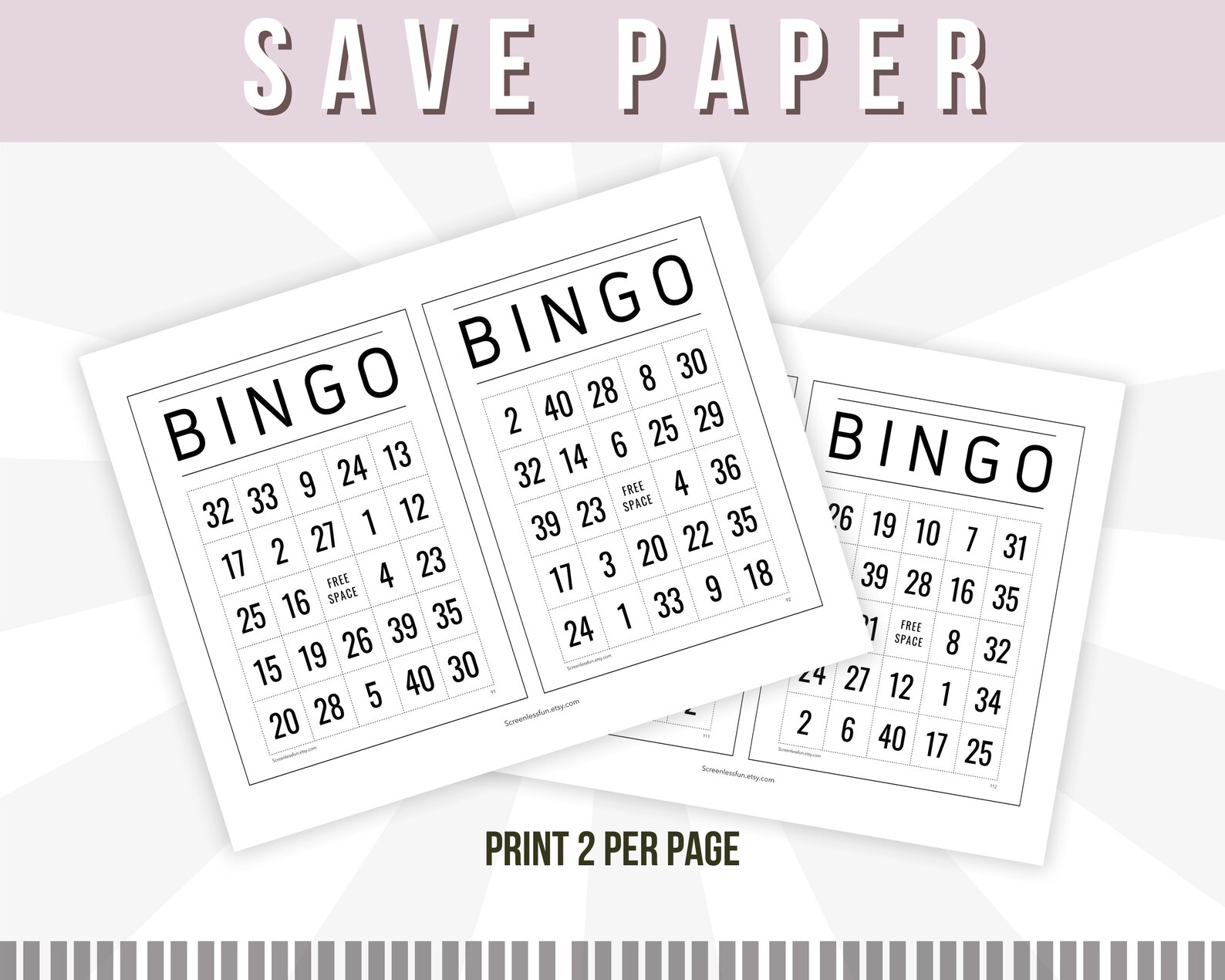 Large Print Bingo Cards, Extra Large Printable Party Bingo Boards ...