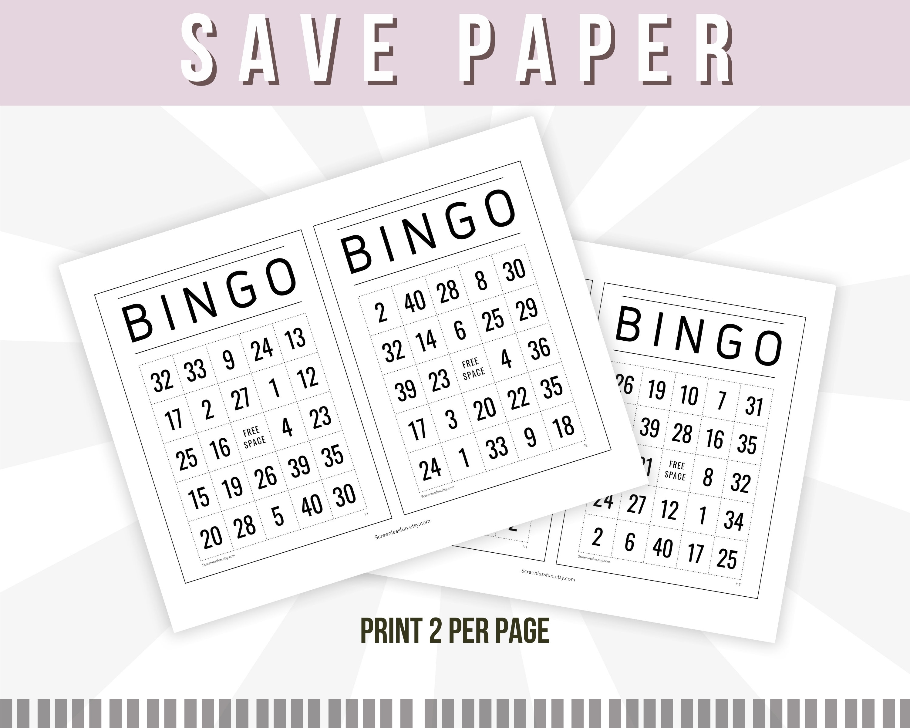 Large Print Bingo Cards, Extra Large Printable Party Bingo Boards ...
