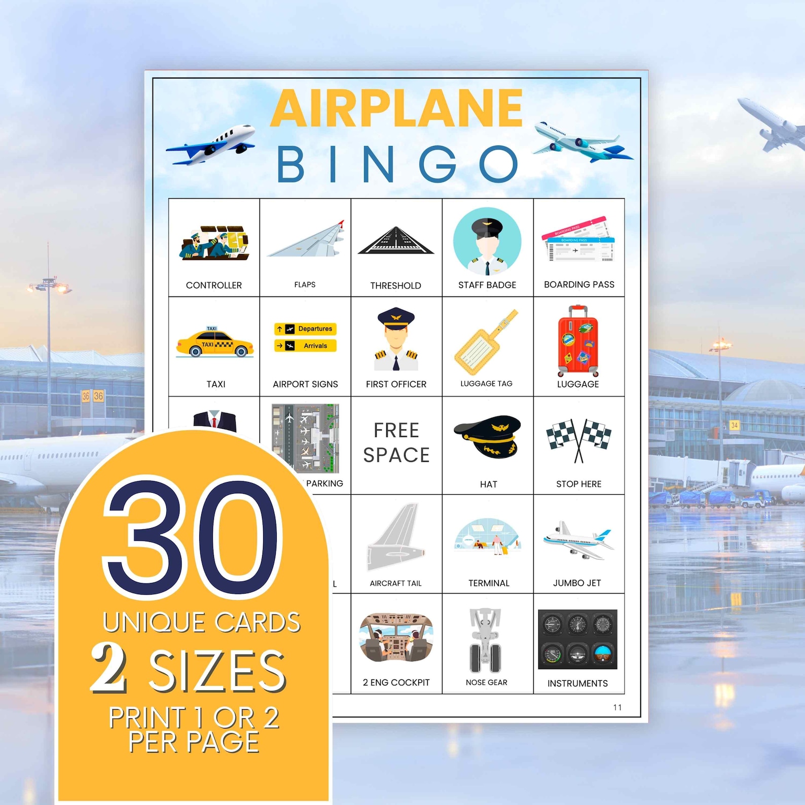 Airplane Bingo Game: Airport Travel Theme (printable) - Etsy