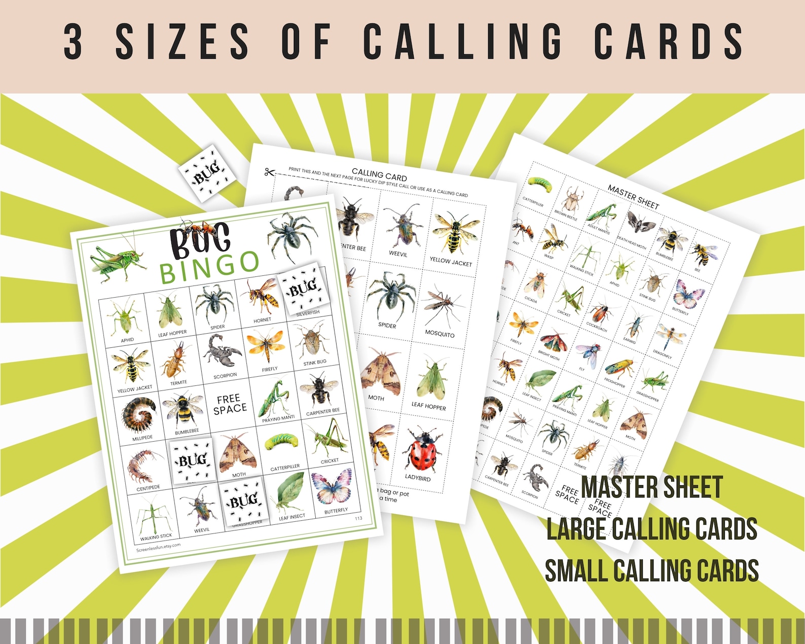 Bug Bingo Printable Game, Insect Creepy Crawlies Party Idea, Instant ...