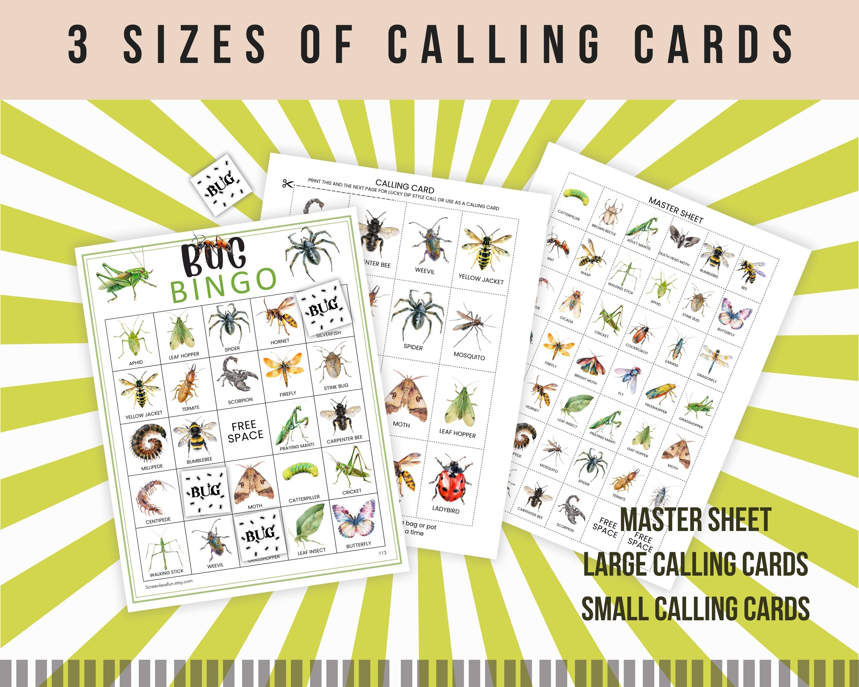 Bug Bingo Printable Game, Animal Insect Creepy Crawlies Party Idea ...