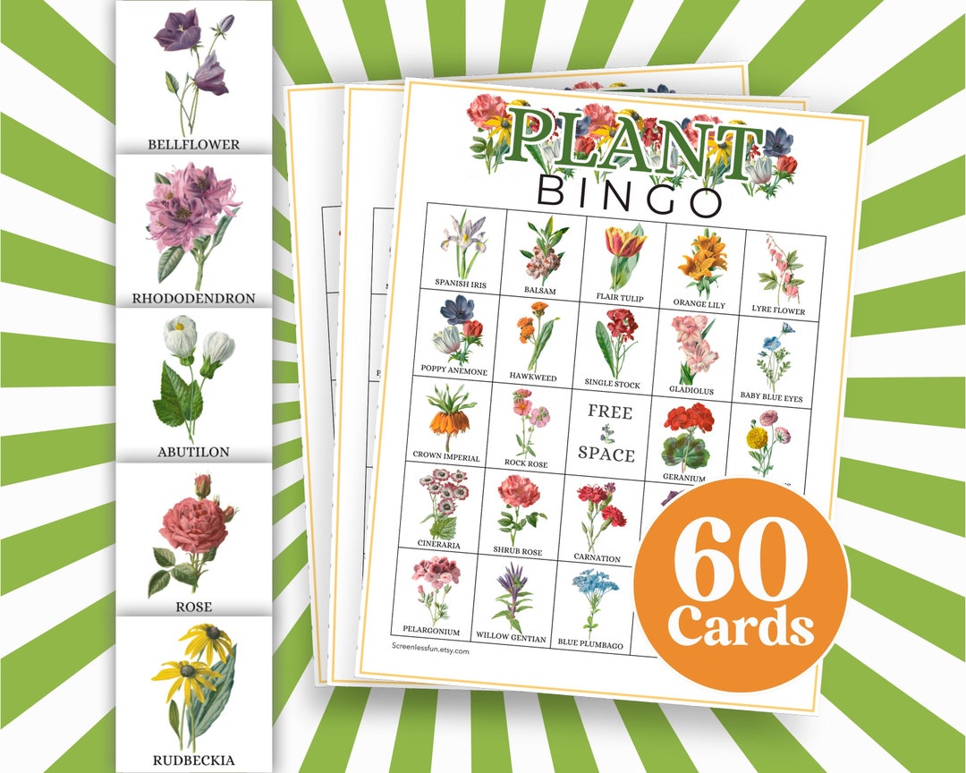 Floral Bingo Game: 60 Flower Cards, Garden Baby Shower (printable) - Etsy