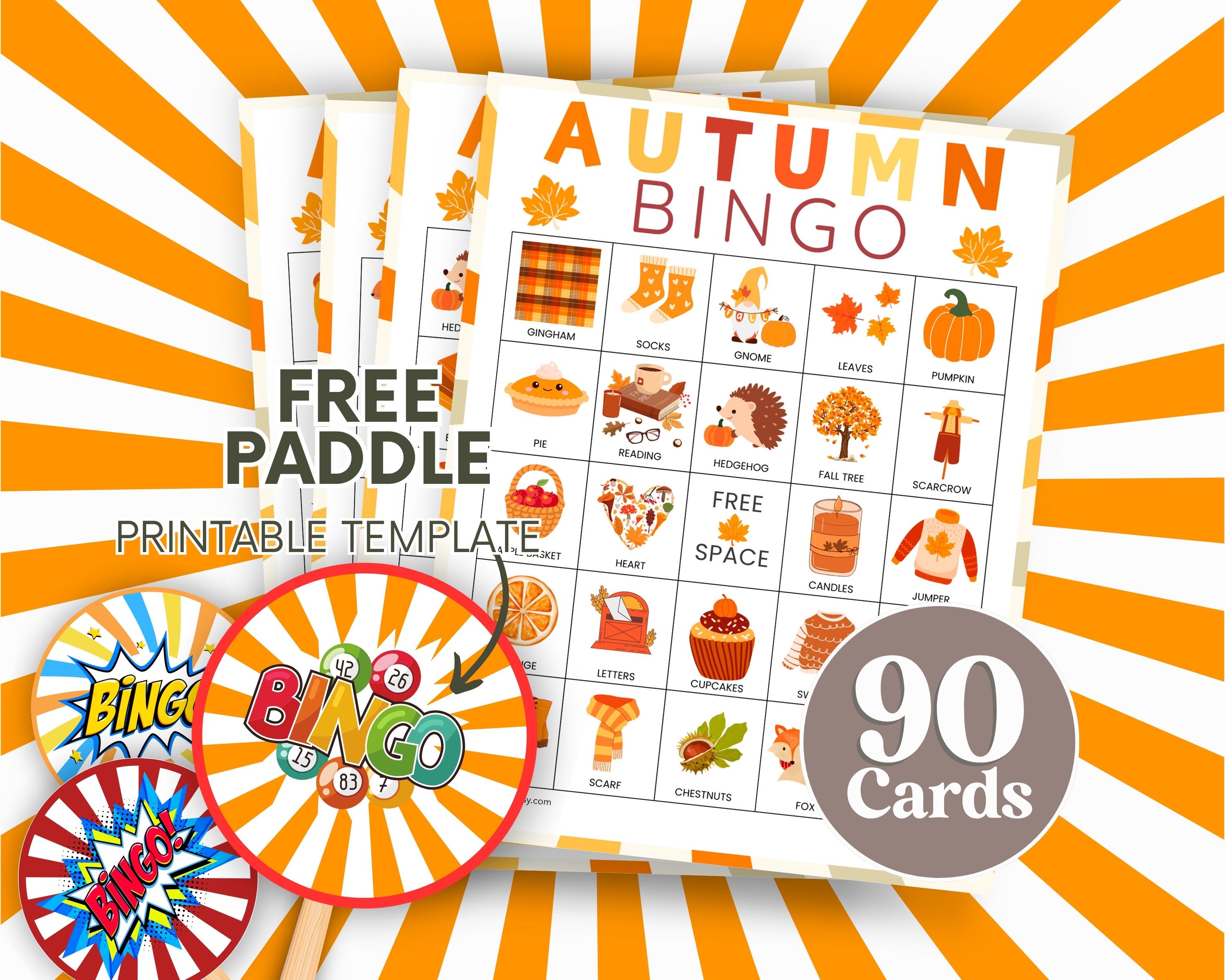 Autumn Bingo Game: 90 Printable Cards, Fall Family Fun (digital ...