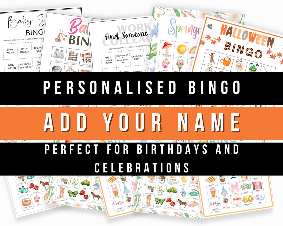 Personalised Bingo Cards, Custom Party Bingo Game, Other Sets Available ...