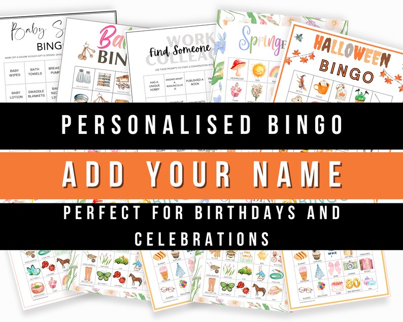 Personalised Bingo Cards, Custom Party Bingo Game, Other Sets Available ...
