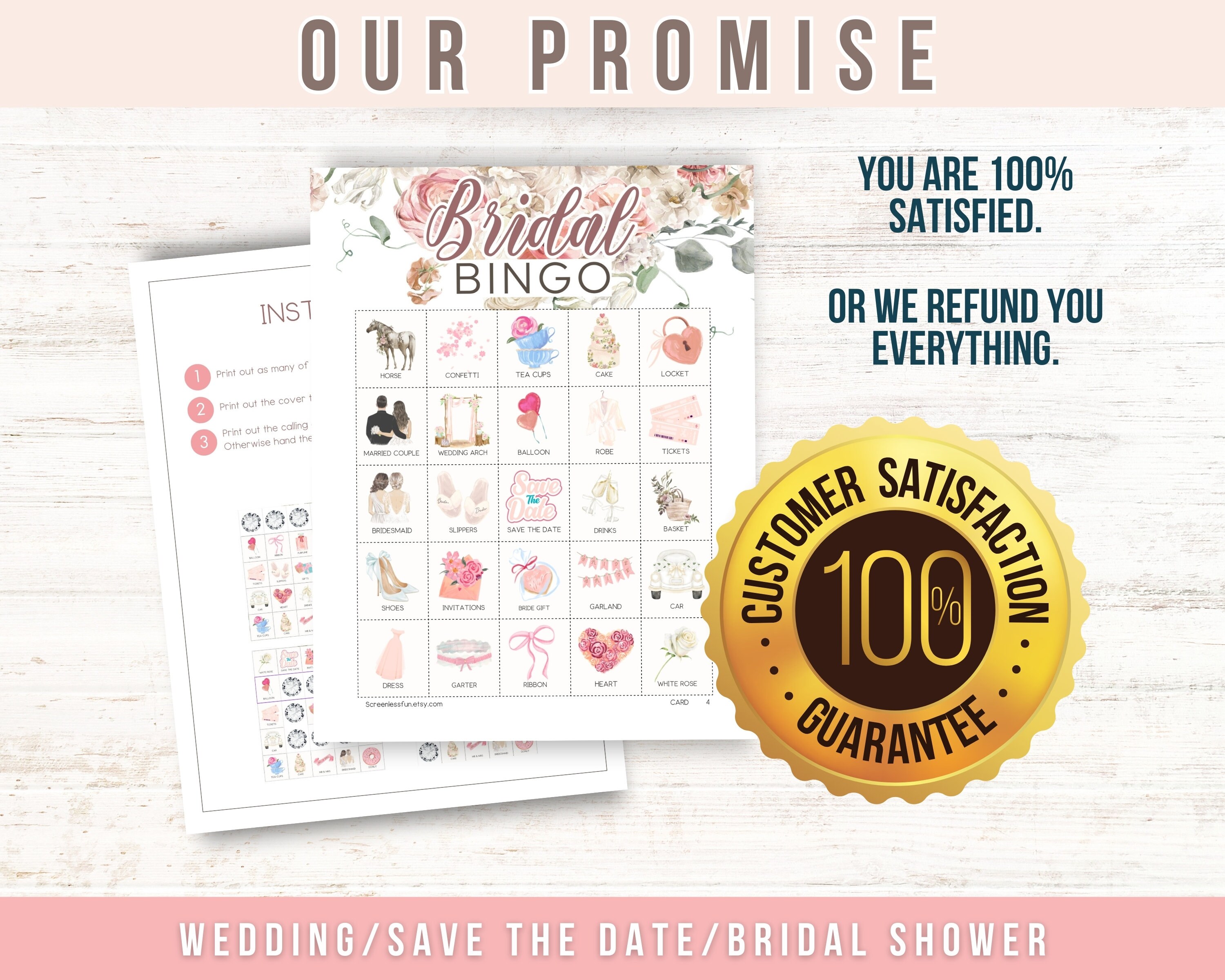 Bridal Shower Bingo Printable Bingo Cards Bride to Be Game Party Pre ...