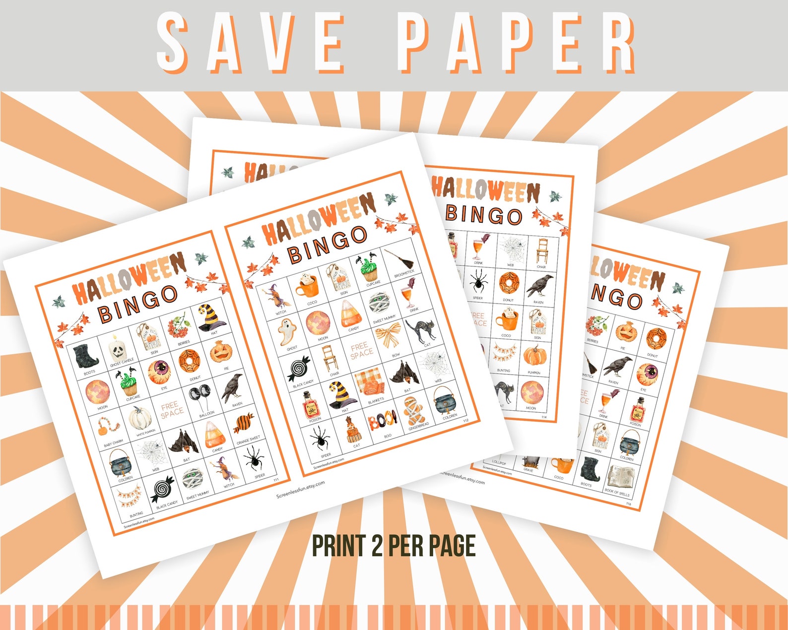 Halloween Bingo Cards: Fall Party Game (printable) - Etsy