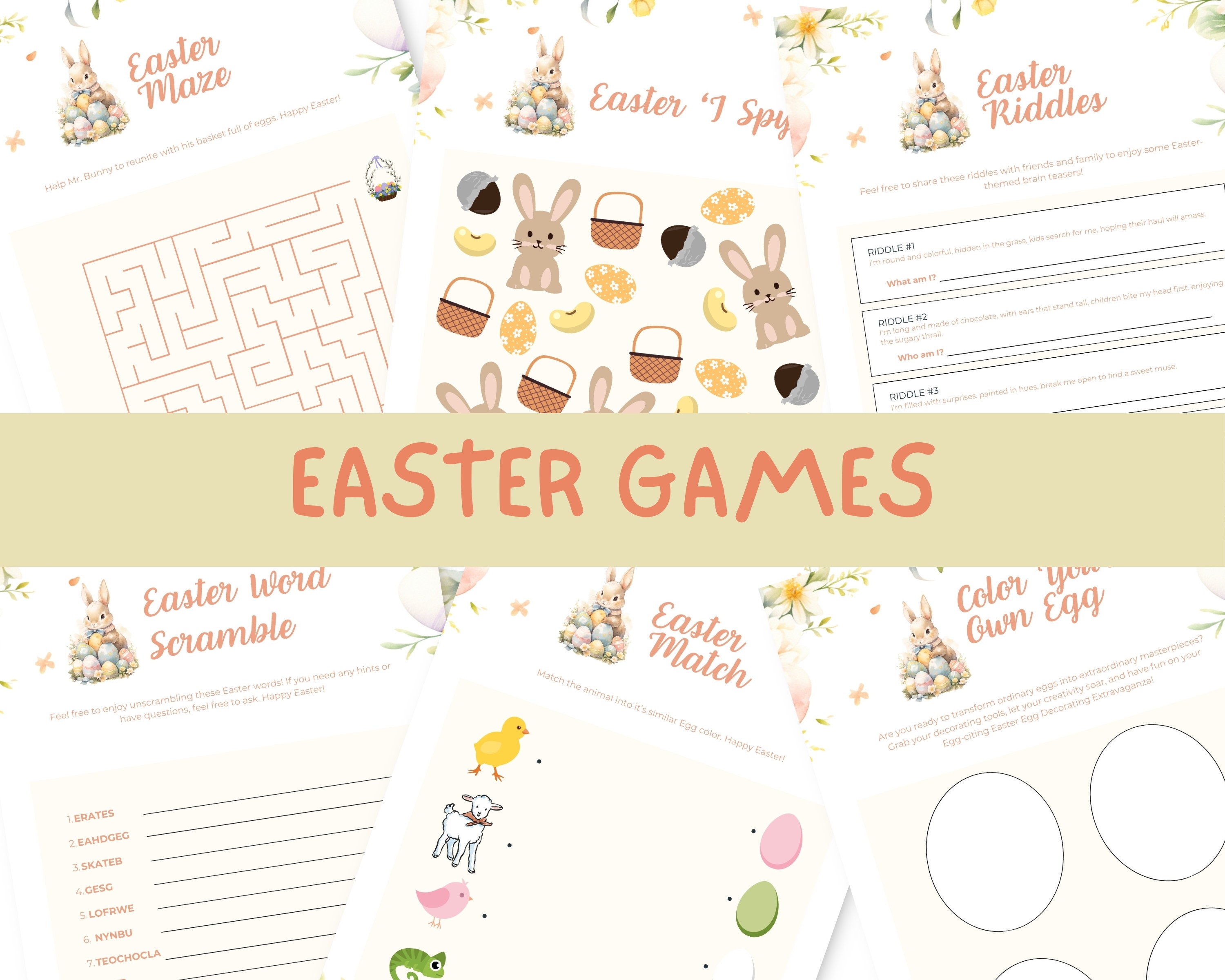 Easter Printable for Kids Games, Easter Egg Indoor Party Games, Easter ...