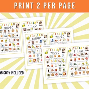 30 Italian Bingo Cards, Citrus Bridal Shower Game, Lemon Printable ...