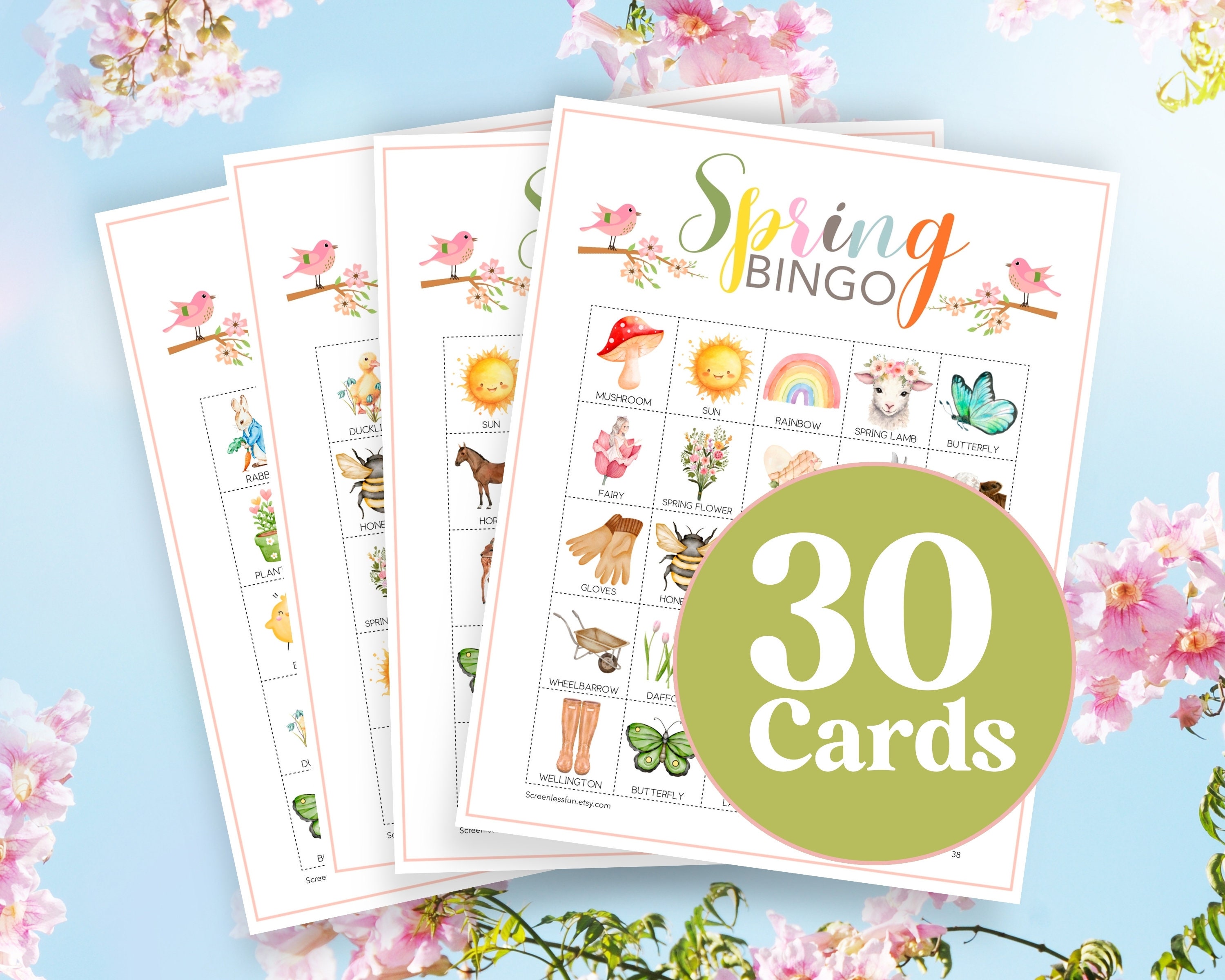 Spring Bingo Cards: Classroom Printable Game (instant Download) - Etsy