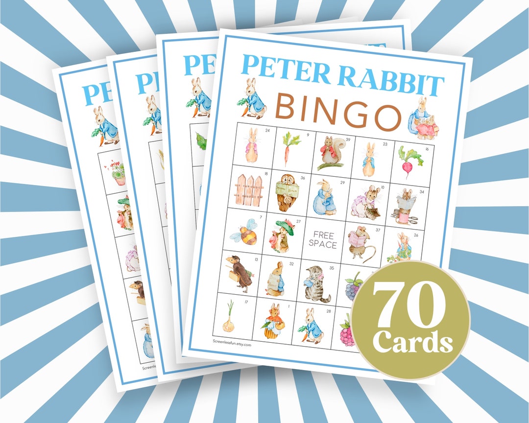 Peter Rabbit Classroom Activity Game Peter Rabbit Baby Shower Bingo ...