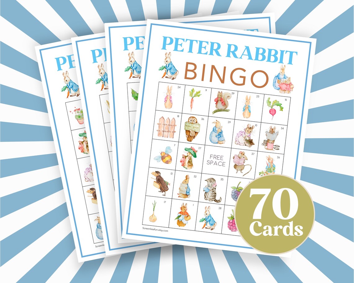 Peter Rabbit Classroom Activity Game Peter Rabbit Baby Shower Bingo ...