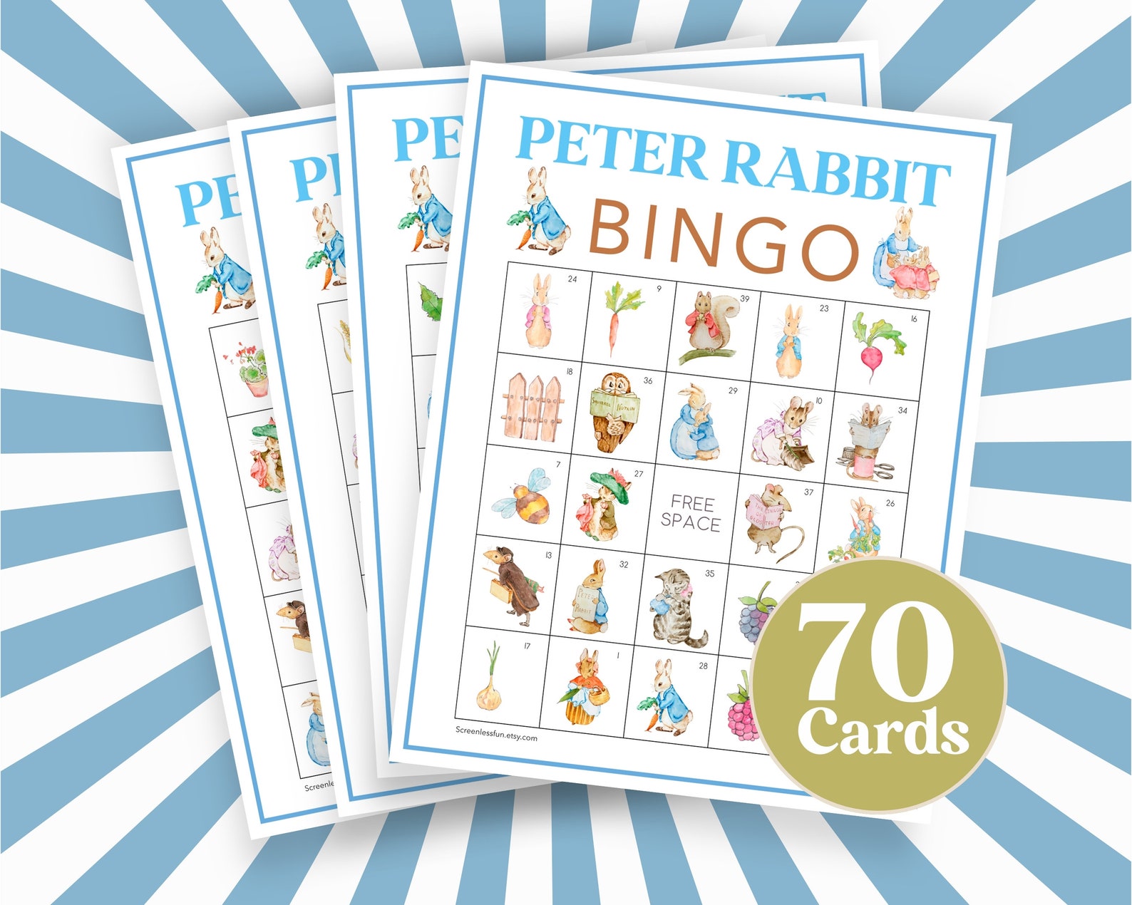 Peter Rabbit Classroom Activity Game Peter Rabbit Baby Shower Bingo ...
