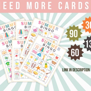 Summer Bingo Game: 90 Unique Printable Cards (digital Download) - Etsy
