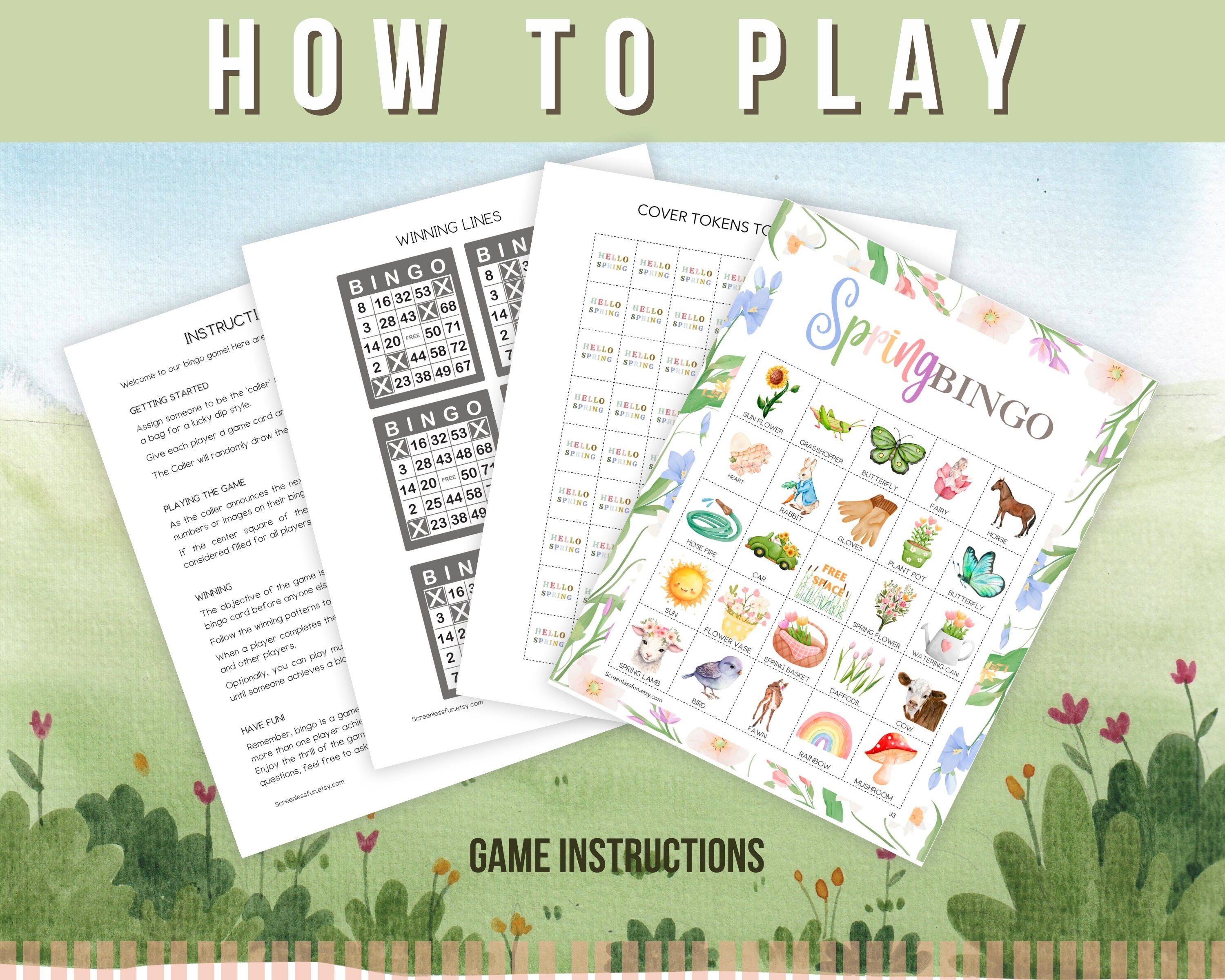 90 Bingo Cards for Spring, Spring Time Bingo for Kids, Printable Spring ...