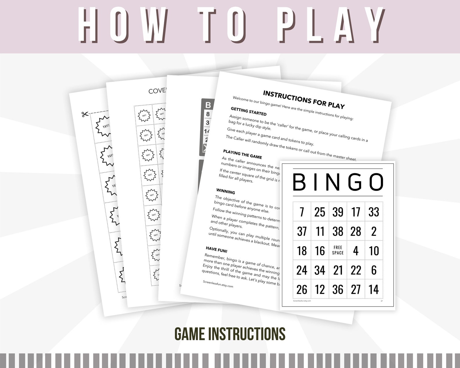 Large Print Bingo Cards, Extra Large Printable Party Bingo Boards ...
