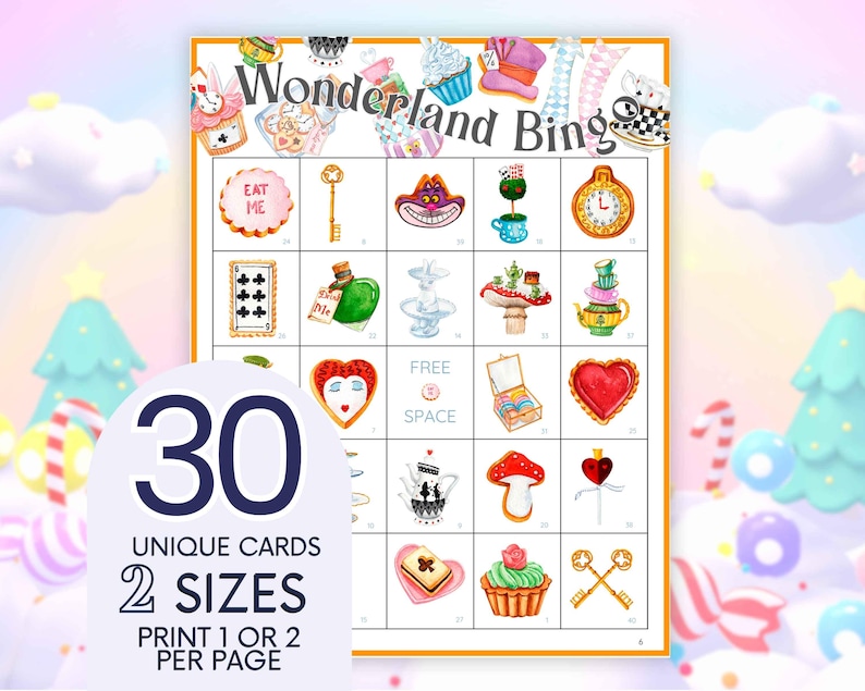 Alice in Wonderland Bingo: Mad Hatter Tea Party Game (printable) - Etsy ...