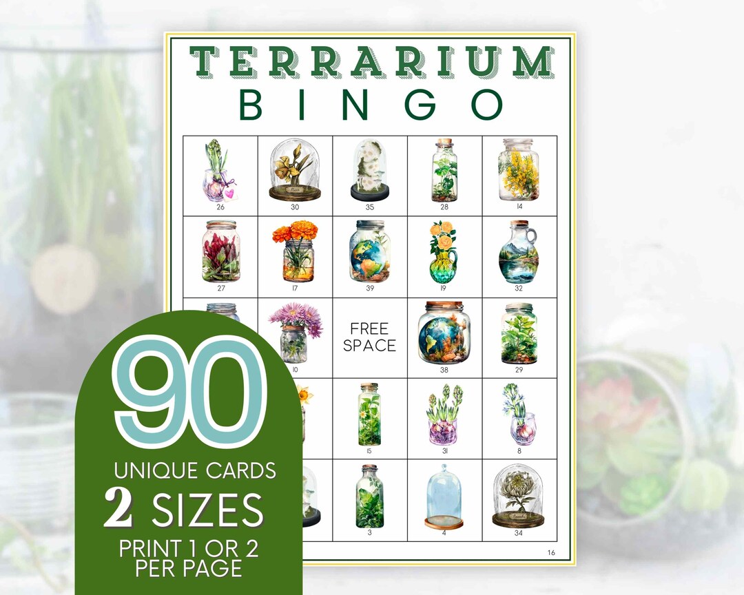 Succulent Terrarium Bingo Game: 90 Printable Cards (digital Download ...