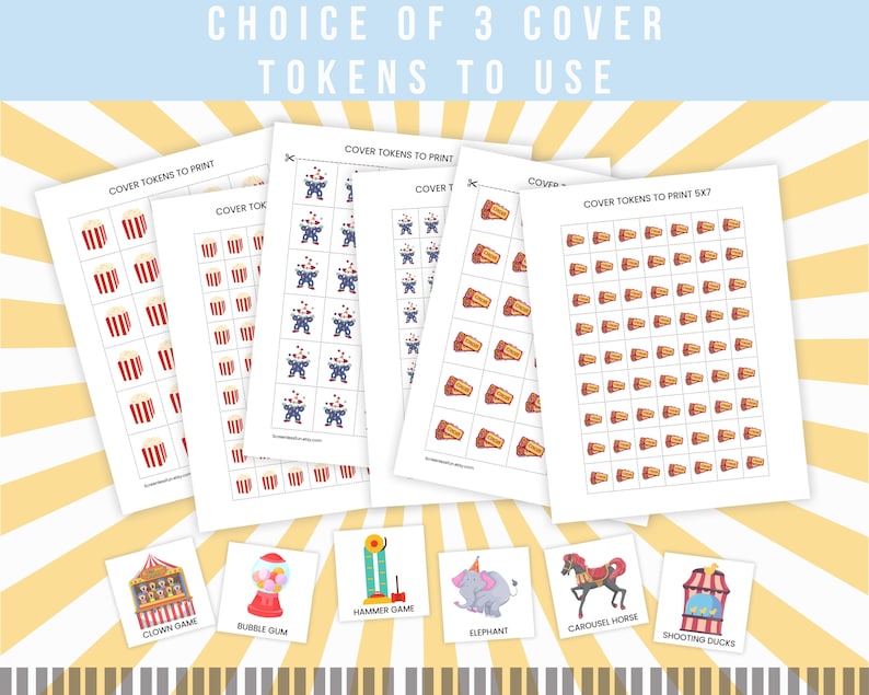 Circus Bingo Game: 30 Printable Carnival Party Cards (PDF) - Etsy