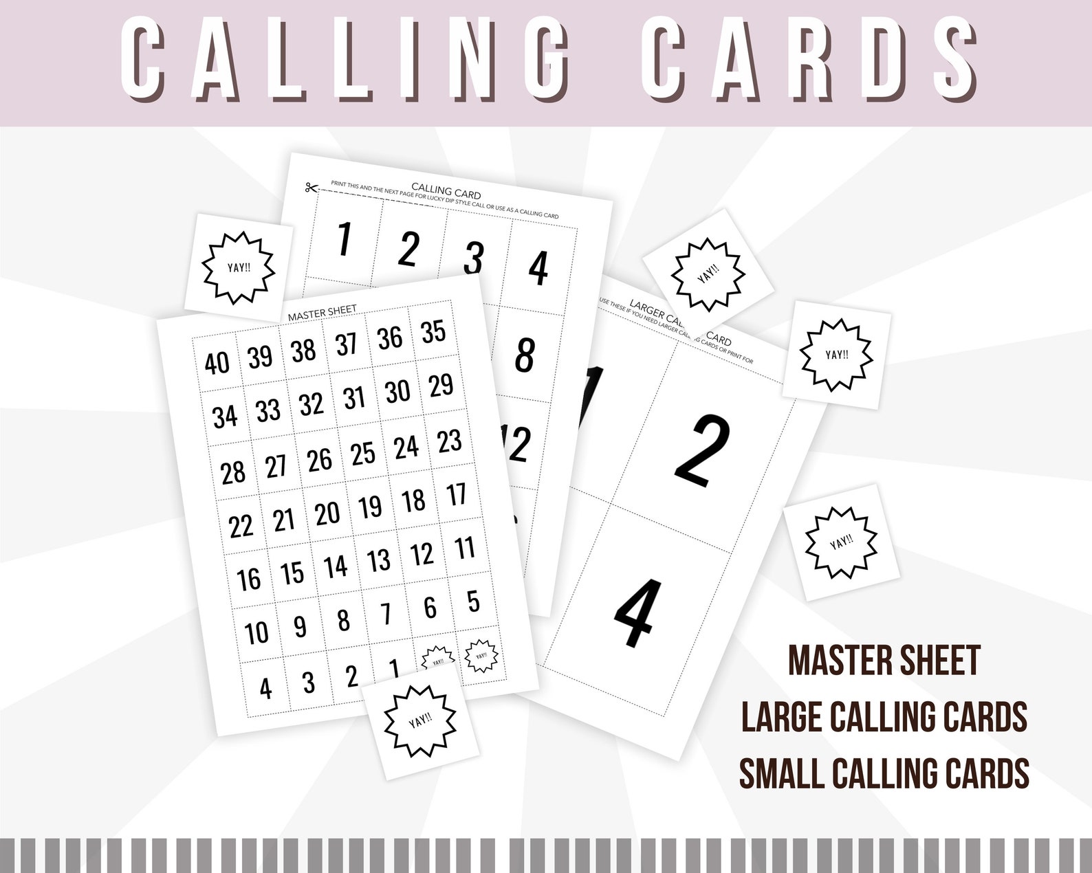 Large Print Bingo Cards, Extra Large Printable Party Bingo Boards ...