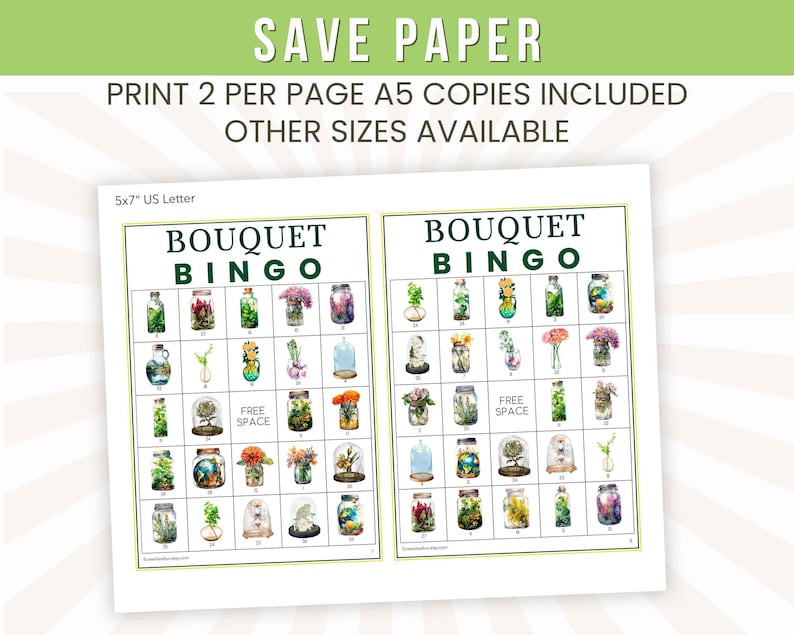 Flowers and Plants Bingo Game: 60 Unique Cards (printable) - Etsy