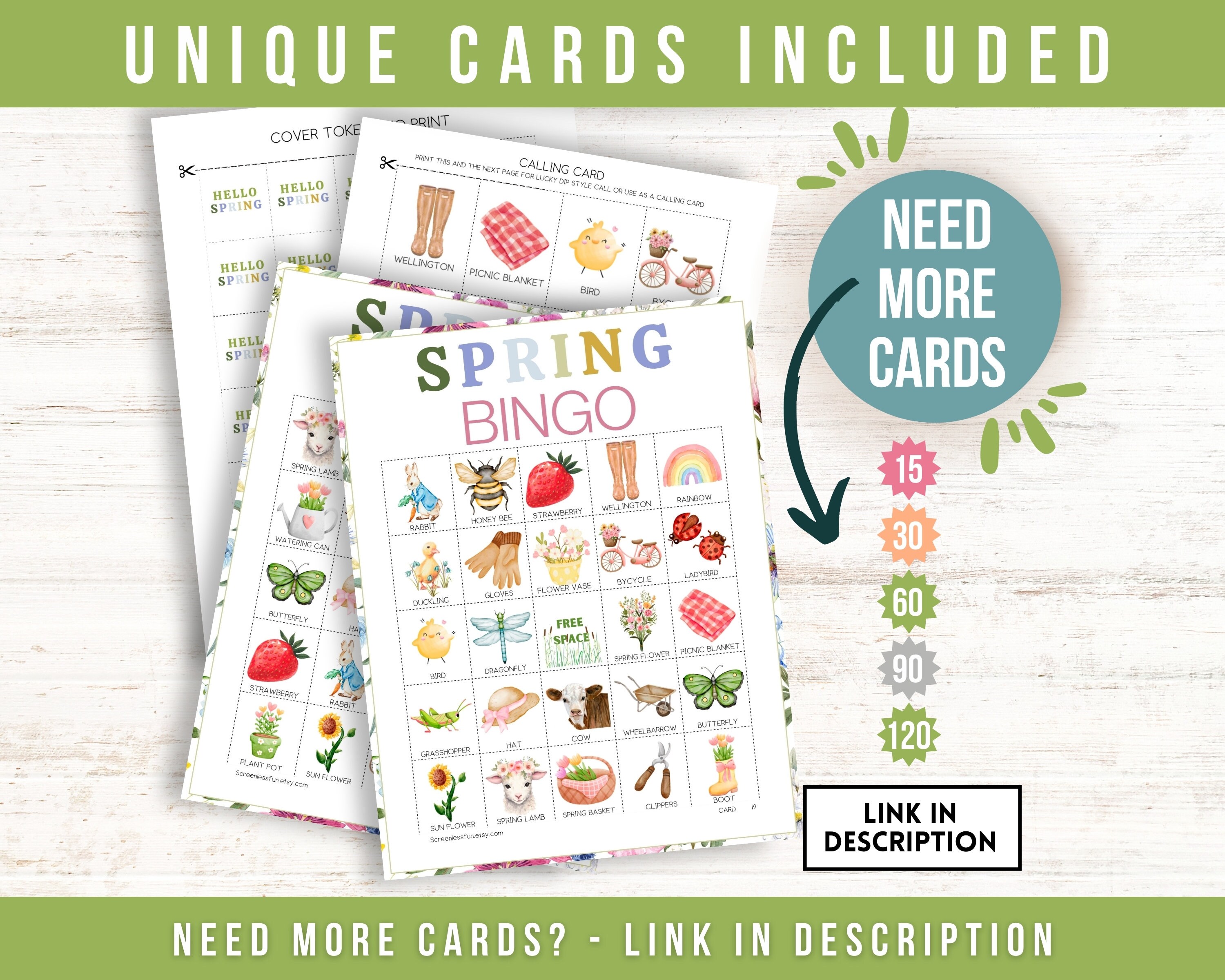 Spring Bingo Game: 15 Printable Cards, Classroom Party (digital ...