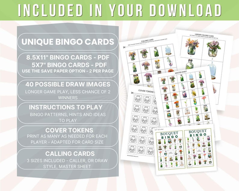 Flowers Bingo Printable Game: Garden Party Cards (digital Download) - Etsy