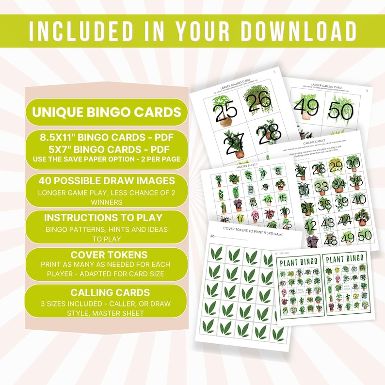 Plant Bingo Game: 90 Unique Cards, Family Game Night (PDF) - Etsy
