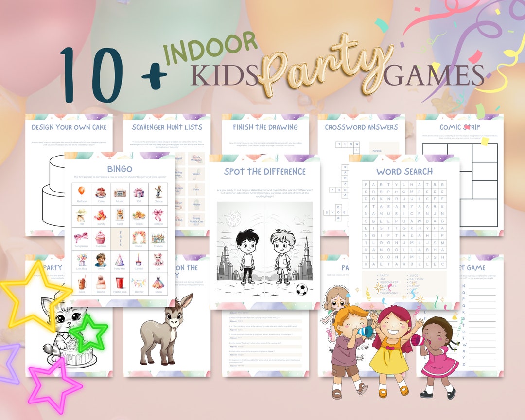 Kids Party Games Printable, Fun Games for Kids, Birthday Bingo ...