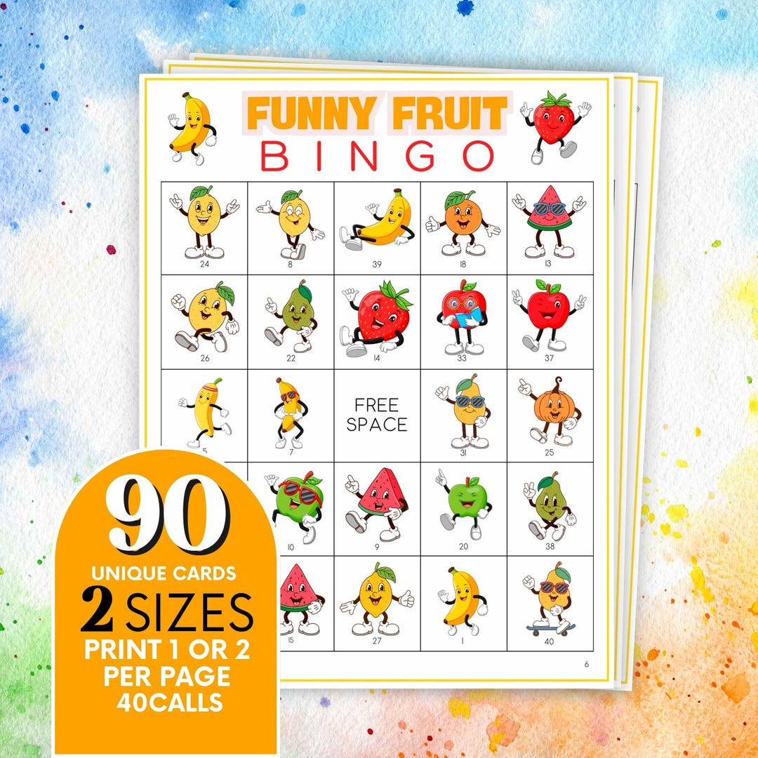 90 Fruit Bingo Cards, Fruit Game for Kids & Families, Fun Educational ...