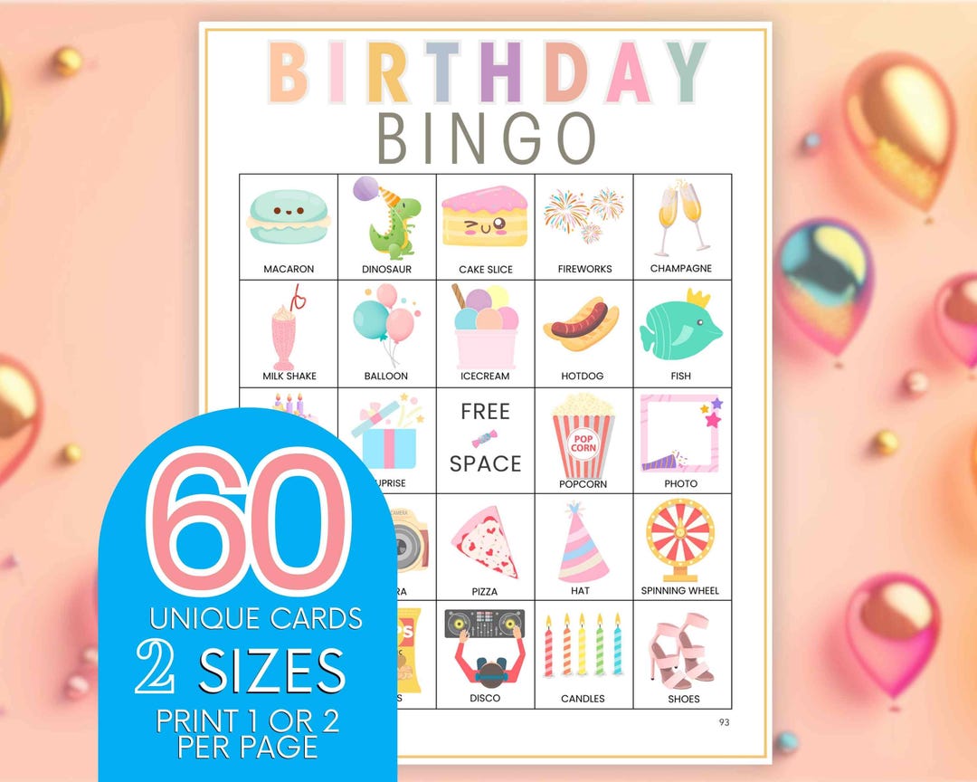 60th Birthday Bingo Game: Large Crowd Party Entertainment (digital ...