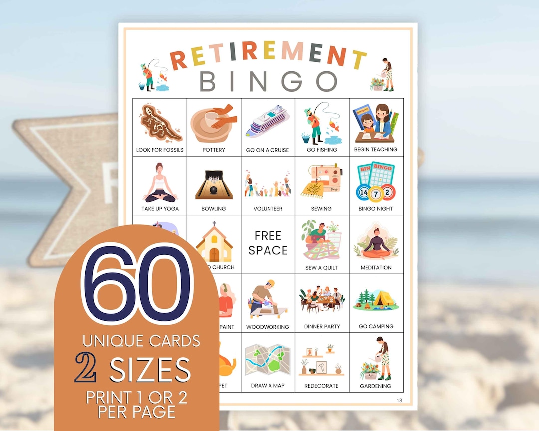 60 Retirement Bingo Cards, Retirement Party Activity, Bingo Cards for ...